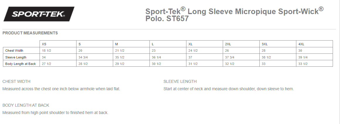 ST657 size chart – Wild Pony Boutique